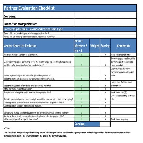 Partner Evaluation Worksheet - Build, Buy, Partner | PDF