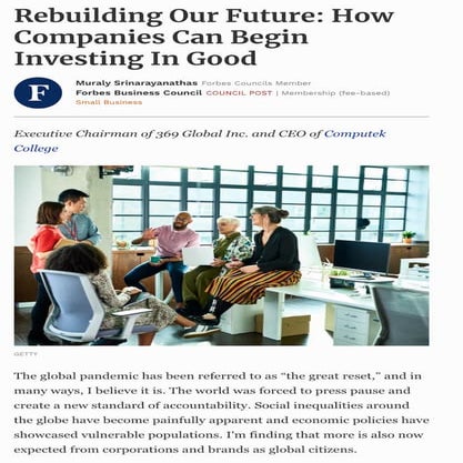 Rebuilding our future: How comapnies can begin investing in good | PDF