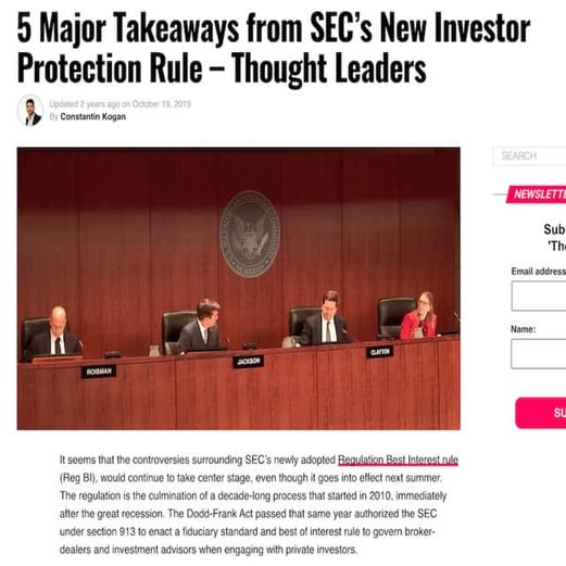5 Major Takeaways from SEC's New Investor Protection Rule - Thought ...