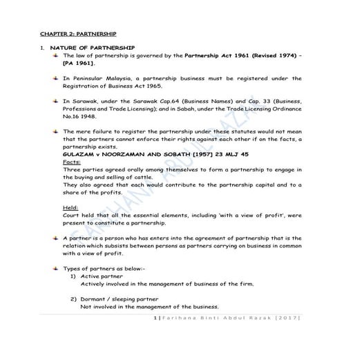 Introduction to Law of Partnership | PDF