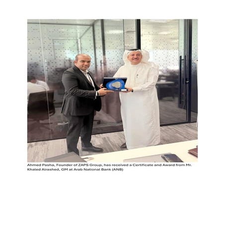 Founder of ZAPS Group, has been honored with a Certificate and Award ...