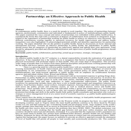 Partnership an effective approach to public health | PDF