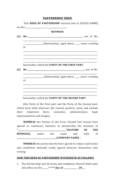 Deed of reconstituted partnership | DOCX