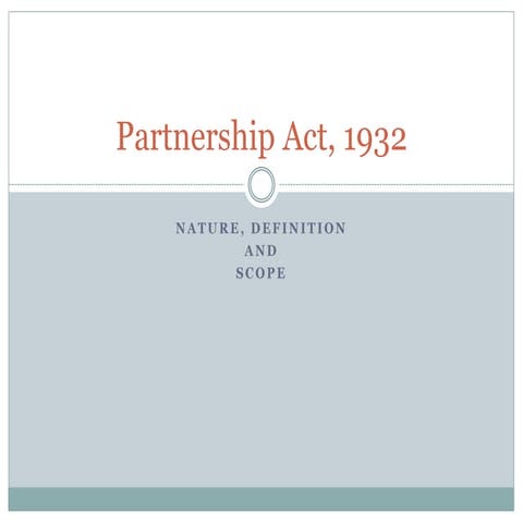 Partnership act, 1932 | PPTX