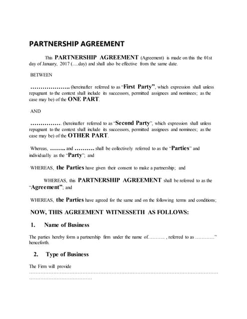 PARTNERSHIP DEED AGREEMENT | PDF | Business Accounting & Finance | Business