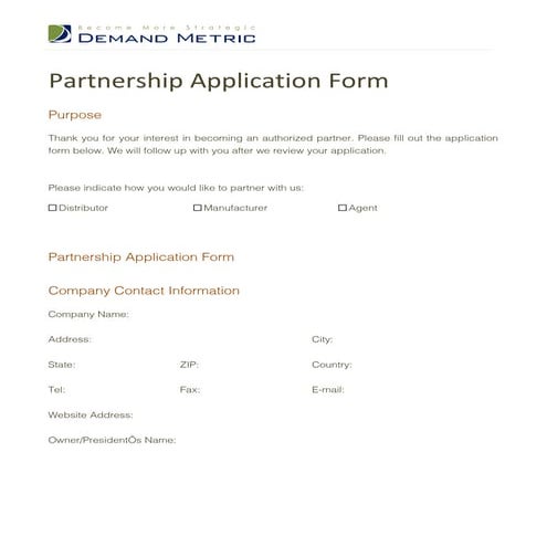 Partnership Application Form | DOC