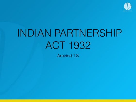 Indian partnership act 1932 | PPTX