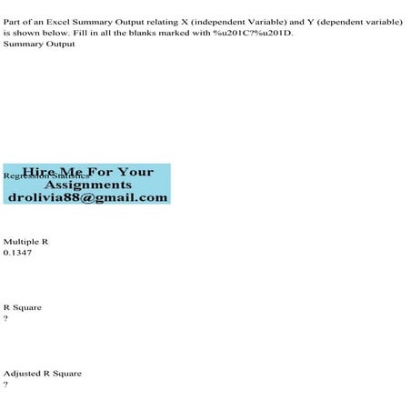 Part of an Excel Summary Output relating X (independent Variable) an.pdf