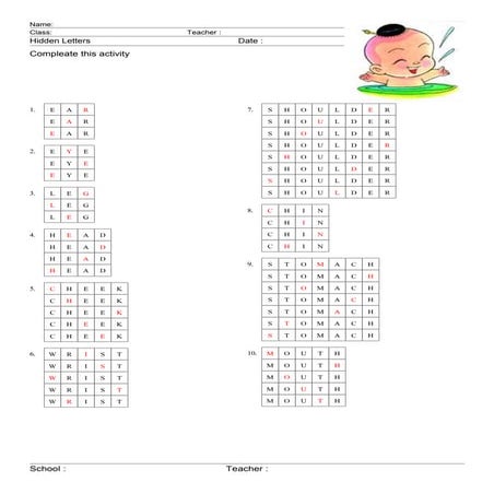 Part of body hidden letter key | PDF