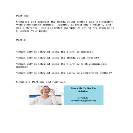 Part oneCompare and contrast the Borda count method and the pur | DOCX ...