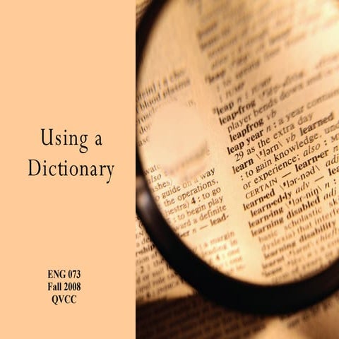 Parts Of A Dictionary | PPT
