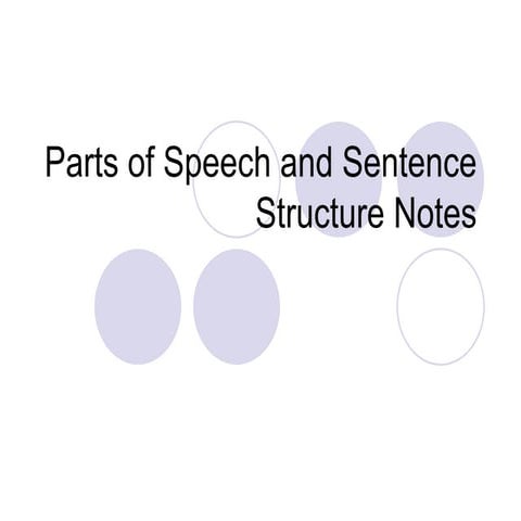 Parts Of Speech And Sentence Structure Notes | PPT