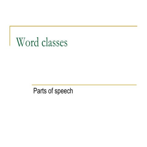 introduction to word classes including examples | PPTX
