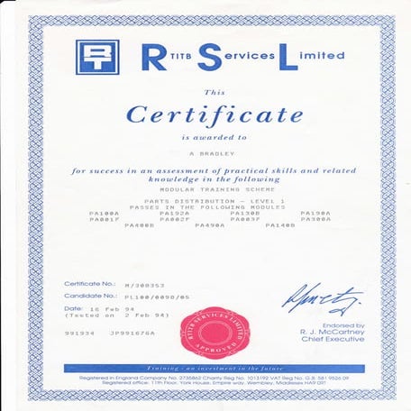 Parts Distribution – Level 1 | PDF