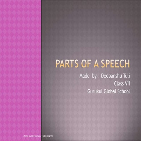 Parts of a Speech | PPTX