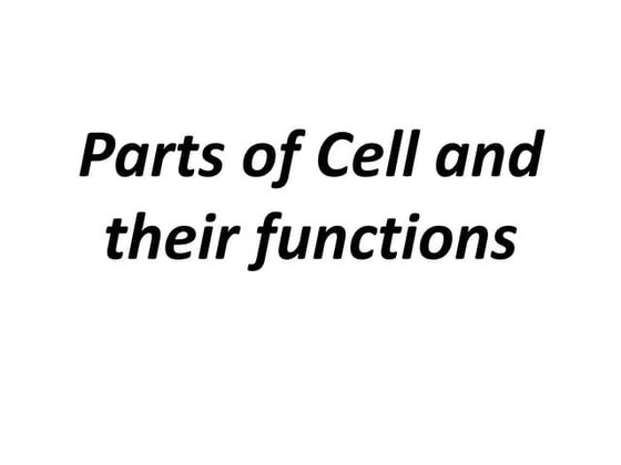 Chapter 2 : Cell Structure and Functions | PDF