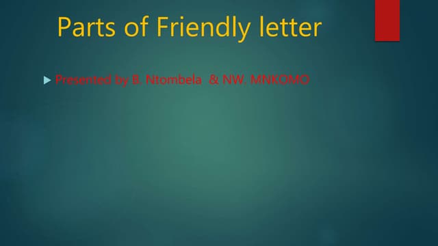Parts of a friendly letter | PPT