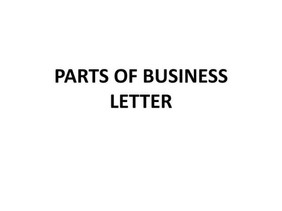 Six Standard parts of a letter | PDF