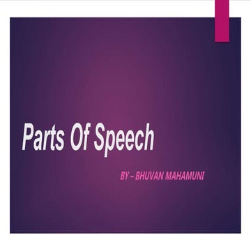 Parts of speech ppt | PPTX