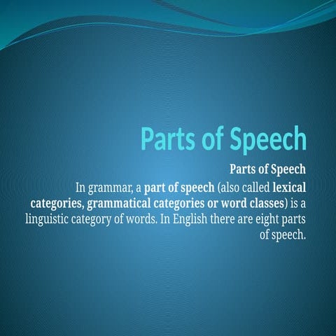 Parts of Speech of diploma presentent ppt | PPTX