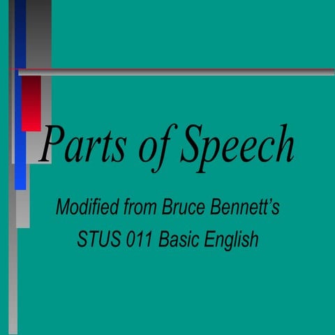 Parts of speech presentation Enlish Subjet Part of speech | PPT