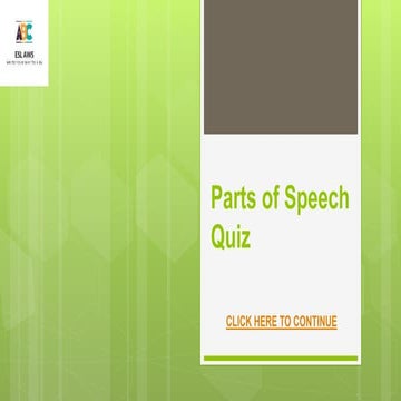 Parts of speech quiz | PPSX