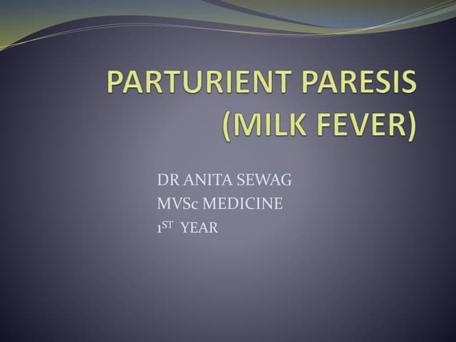 Milk fever | PDF