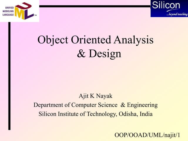 Object Oriented Analysis Design Using Uml Ppt