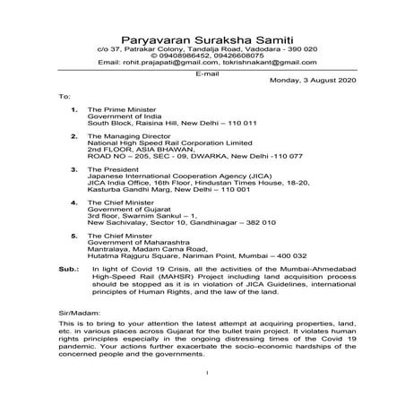 Paryavaran suraksha samiti letter | PDF