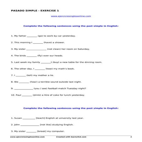 Pasado simple---exercise-1 | PDF
