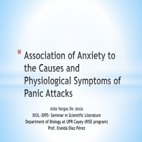 Anxiety and Physiological Symptoms of Panic Attacks final presentation ...