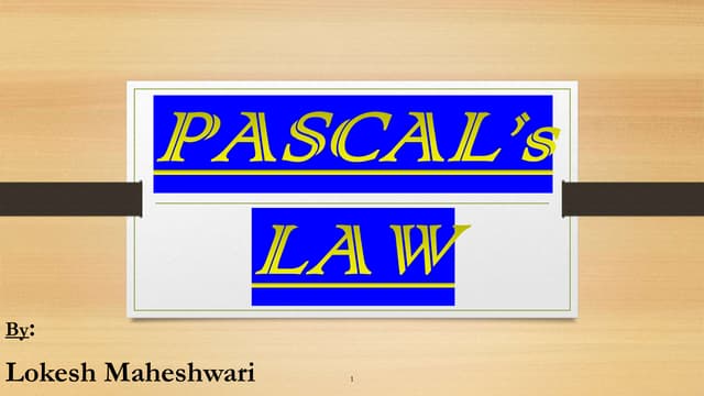 Pascal's principle | PPT