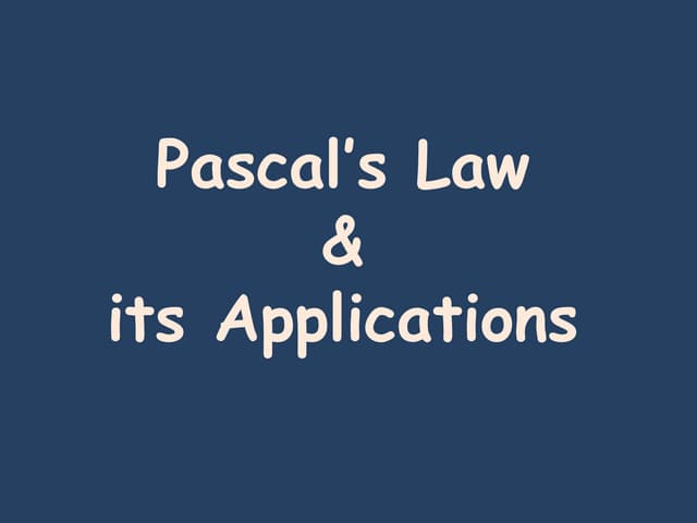 Pascal's principle | PPT