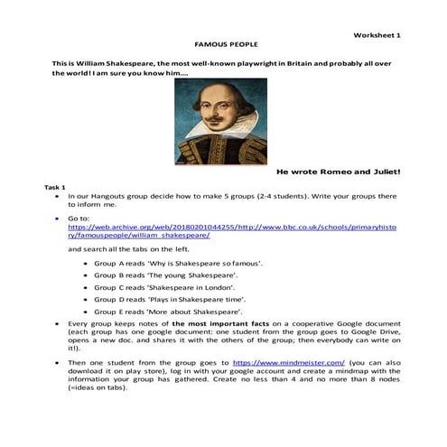the life an works of shakespeare 1 worksheet | DOCX