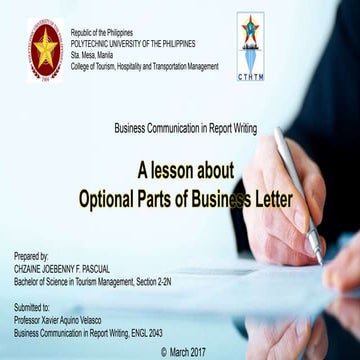 Basic and miscellaneous parts of business letter | PPT