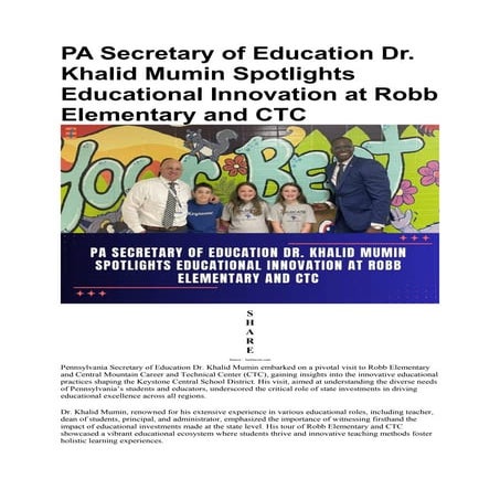 PA Secretary of Education Dr. Khalid Mumin Spotlights Educational ...