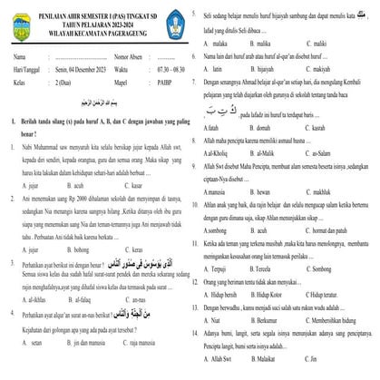 Pas Kelas 2 Smt 1 Pdf Fgdfsdsdaqdadeqrsda Pdf