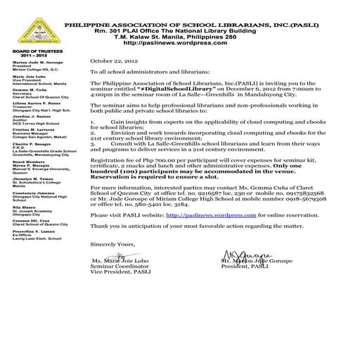 Pasli invitation-and-program | PDF