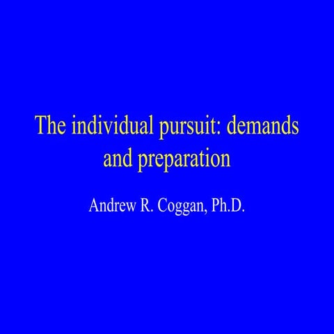 2005 Pan American Sports Organization talk on individual pursuit | PPT