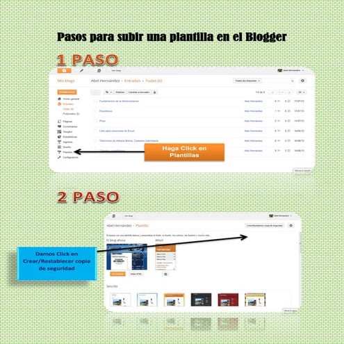 Pasos para cambiar la plantilla en el blogger | PDF | Computing | Technology & Computing