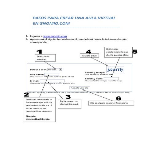 Creacion de espacio Moodle en Gnomio | PDF