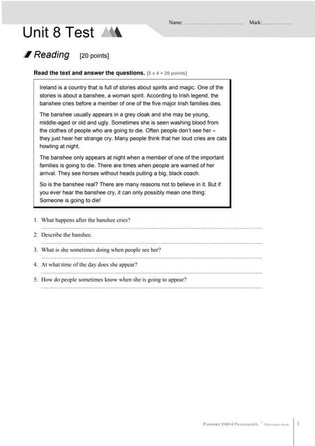 Unit 8 - Test 3 | DOC