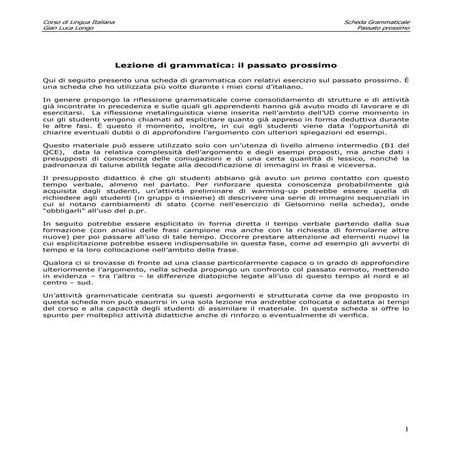 Passato prossimo spiegazione esercizi | PDF