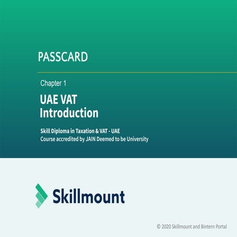 Passcard - Chapter 01: UAE VAT Introduction | Taxation & VAT - UAE ...