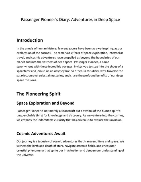 UNVEILING THE MYSTERIES OF SPACE:A JOURNEY OF DISCOVERY | PDF | Space ...