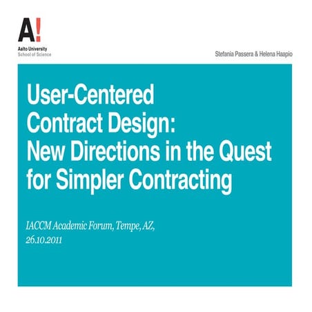 User-Centered Contract Design: New Directions in the Quest for Simpler ...