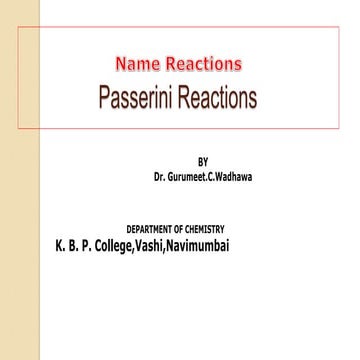 Passerini reaction | PPTX