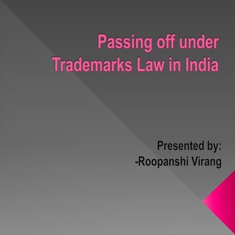 Passing off ppt | PPTX