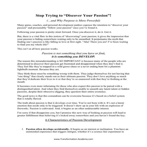 Passion vs-purpose | PDF