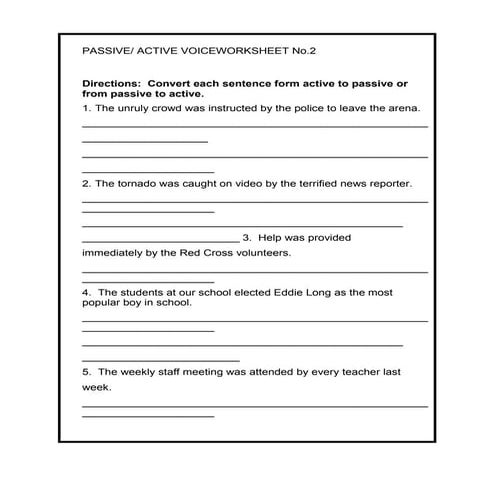 PASSIVE/ ACTIVE VOICE WORKSHEET | PDF